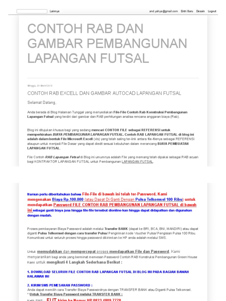 Contoh Rab Dan Gambar Pembangunan Lapangan Futsal Contoh Rab Excell Dan ...