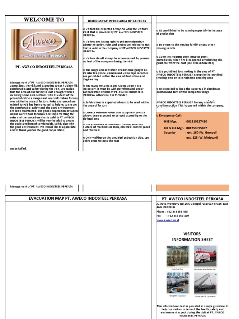 Welcome To: Pt. Aweco Indosteel Perkasa | PDF | Safety