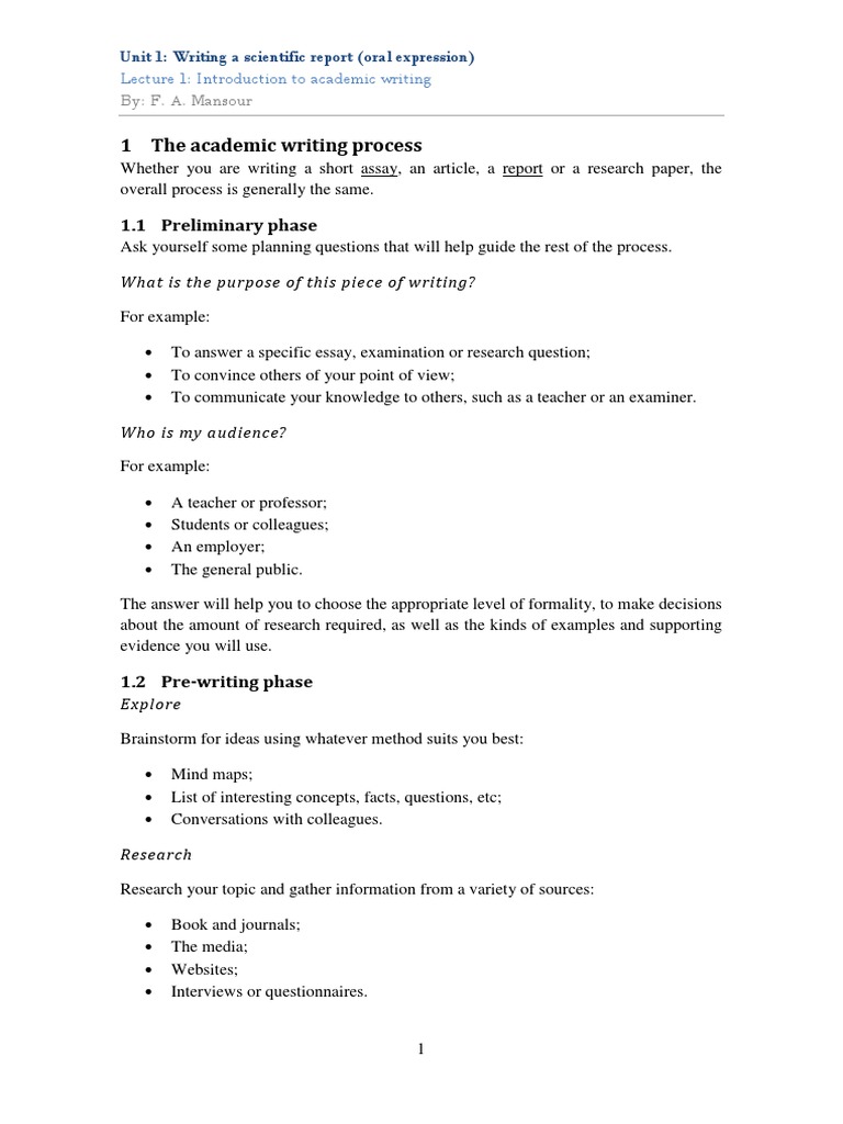 1 The Academic Writing Process: 1.1 Preliminary Phase | Download Free ...