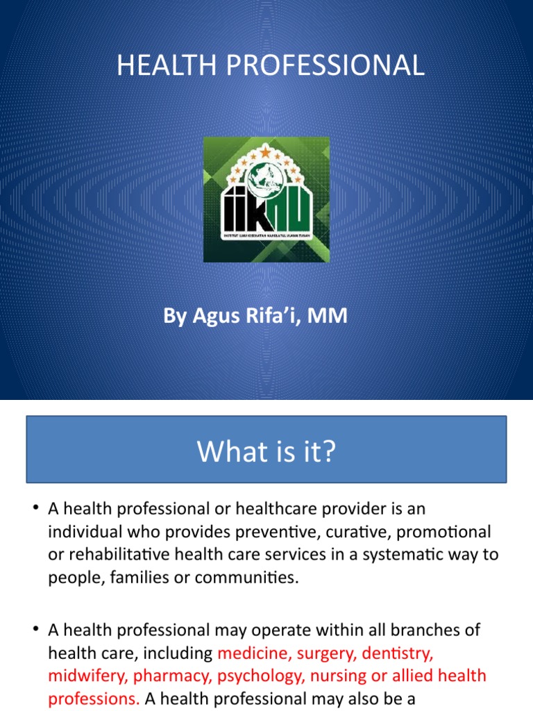 Health Professional: by Agus Rifa'i, MM | PDF | Health Professional ...