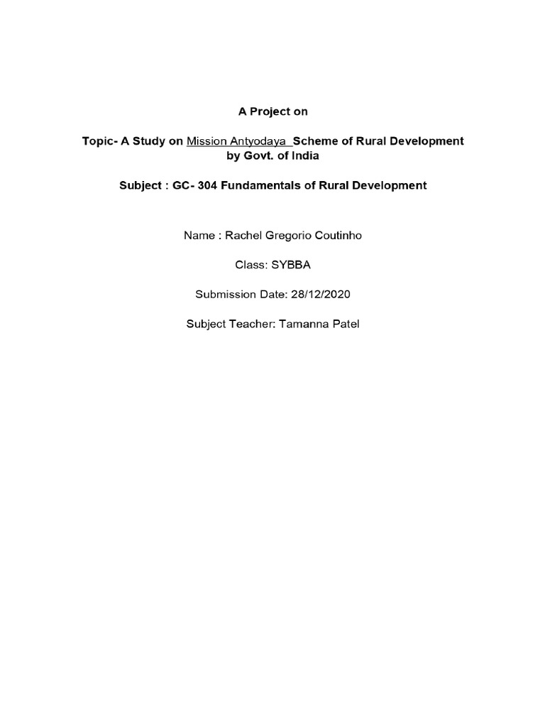 Fundamentals of Rural Development Project | PDF
