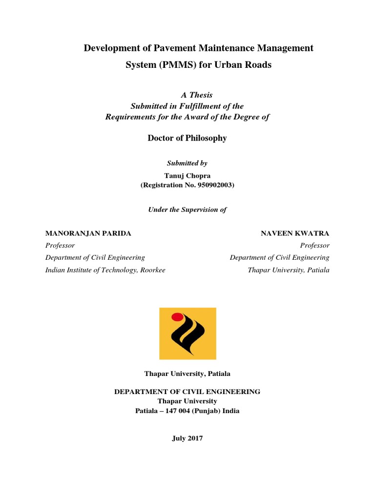 Development of Pavement Maintenance Management System For Urban Roads ...