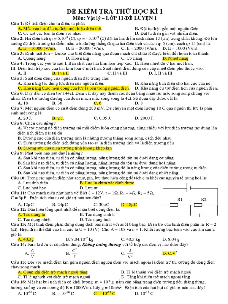 De Luyen Thi HK1 Lop 11 So 1 | PDF