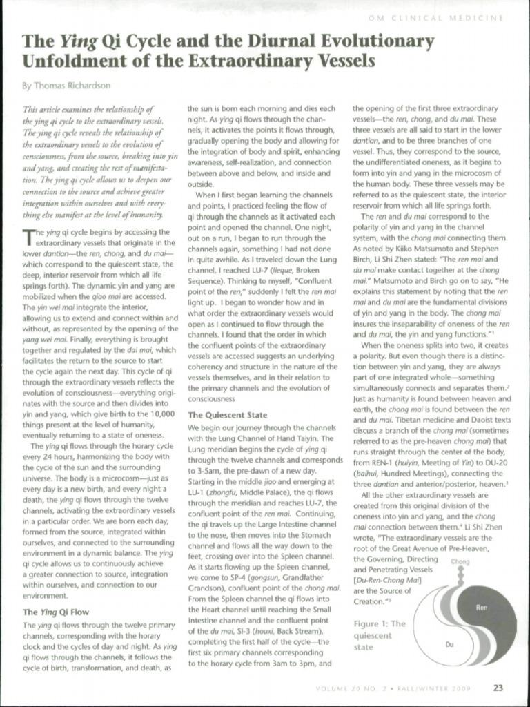 The Ying Qi Cycle and The Diurnal Evolutionary Unfoldment of The ...