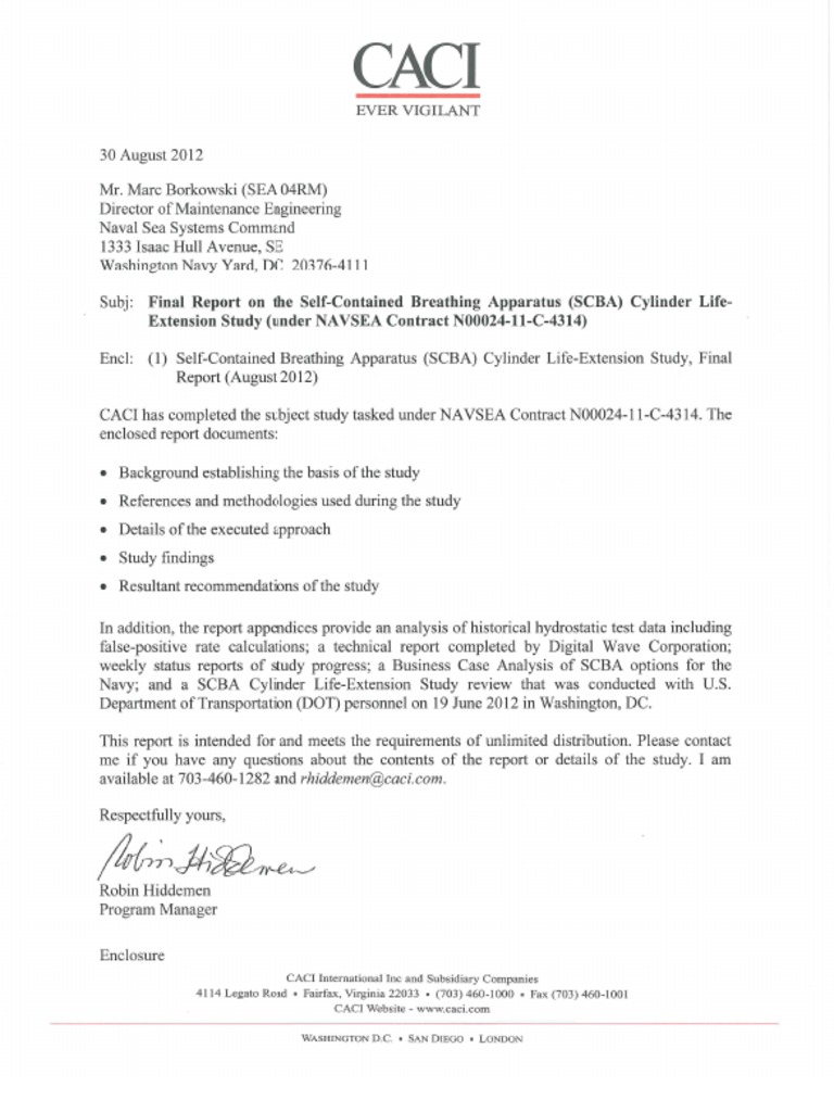 Navy Self Contained Breathing Apparatus Scba Composite Cylinder Life ...