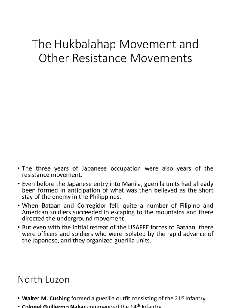 The Hukbalahap Movement and Other Resistance Movements | PDF | Luzon ...