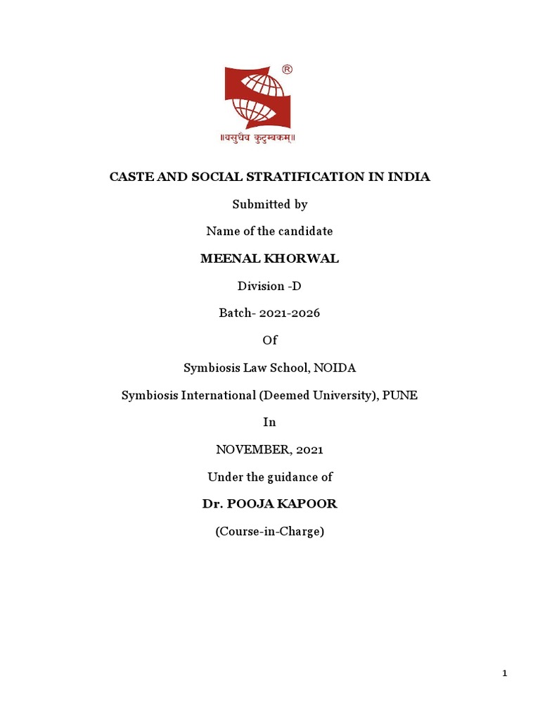 Caste and Social Stratification in India | PDF | Caste