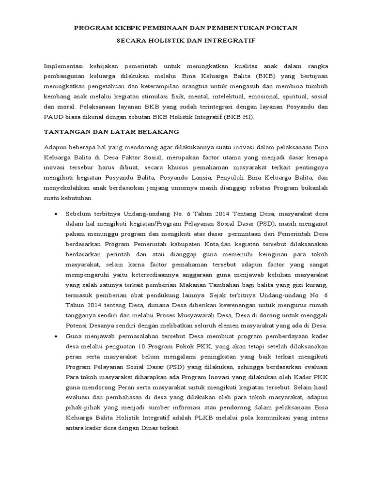 Program KKBPK Pembinaan Dan Pembentukan Poktan | PDF | Kesehatan Holistik