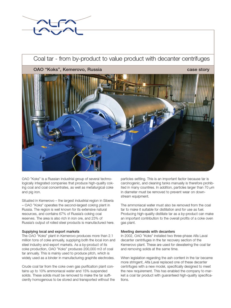 Coal Tar From by Product To Value Product With Decanter Centrifuges ...