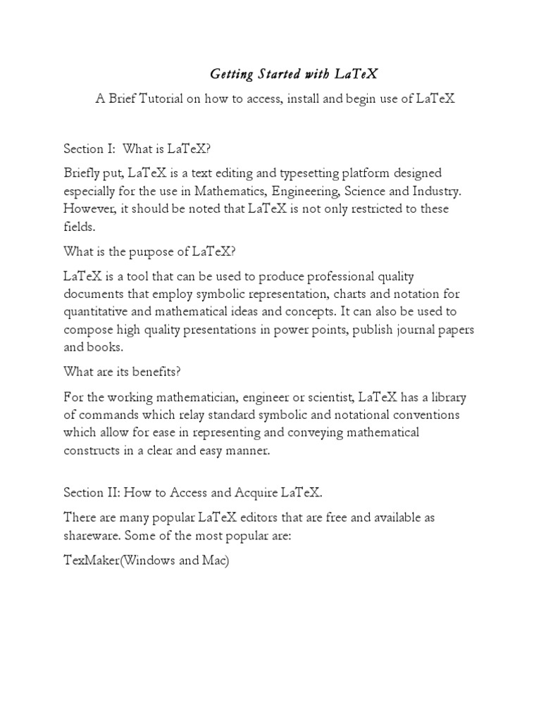 Getting Started With Latex | Pdf | System Software | Computer Science