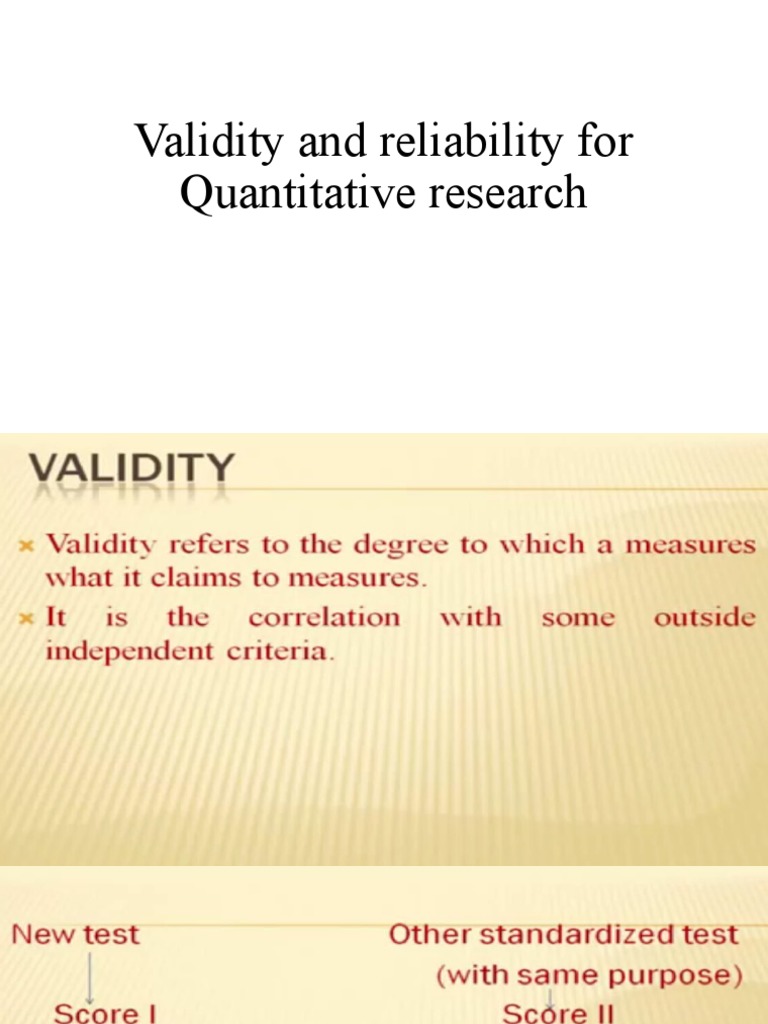 Reliability and Validity For Quantitative Research | PDF
