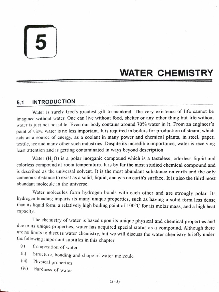 16 Water Chemistry | PDF | Properties Of Water | Chemical Bond