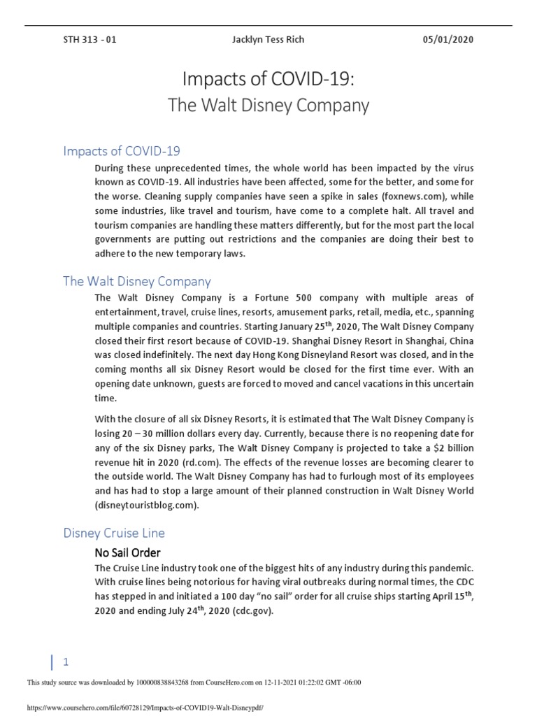 COVID-19 Impact on Disney Operations | PDF | Disneyland | The Walt ...