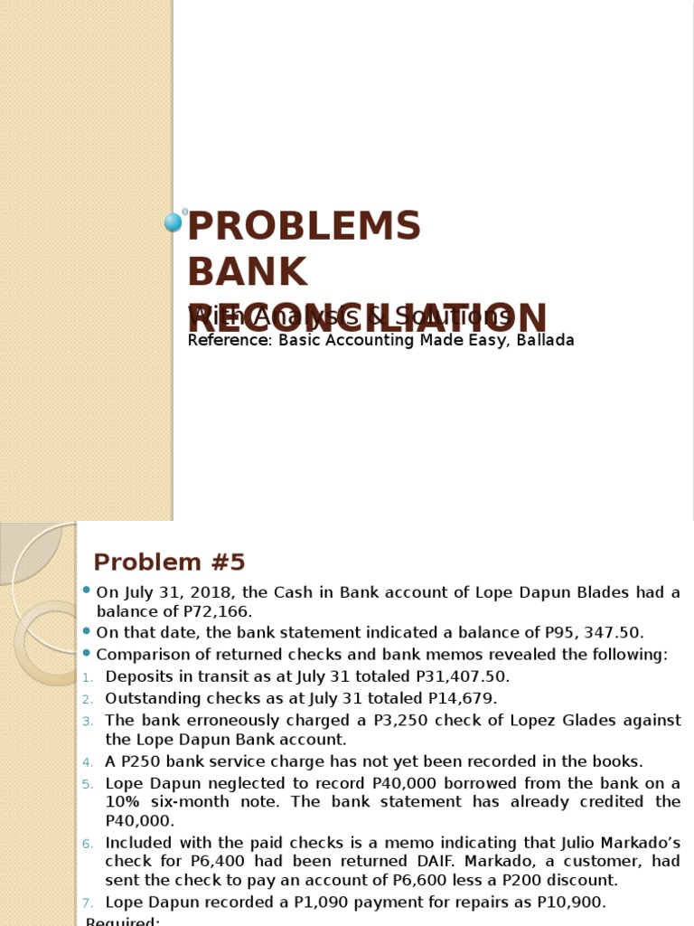 1 Pre Discussion BANK RECON REVIEW PROBLEMS | PDF | Banks | Bookkeeping