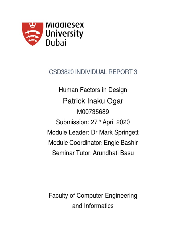 Patrick Inaku Ogar: Csd3820 Individual Report 3 | PDF | Usability ...