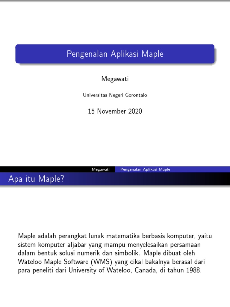 Panduan Maple untuk Mahasiswa | PDF