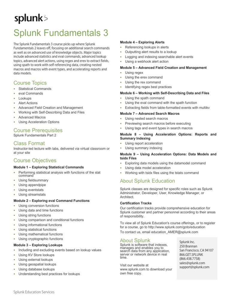Splunk Fundamentals 3: Course Topics | PDF | Database Index ...