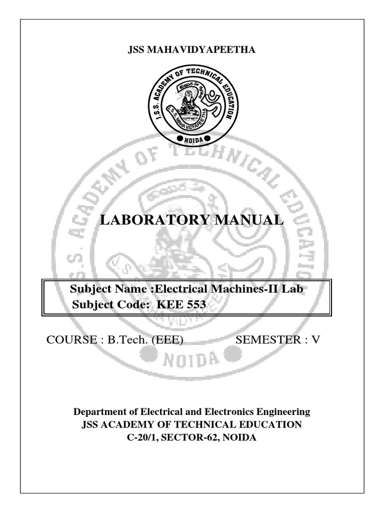 Electrical Machines-II Lab | Download Free PDF | Electric Motor ...
