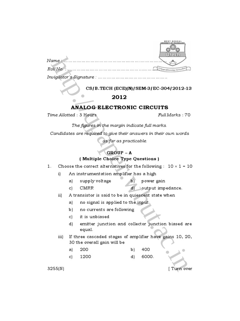 Electronic Question Paper | PDF | Amplifier | Computer Science