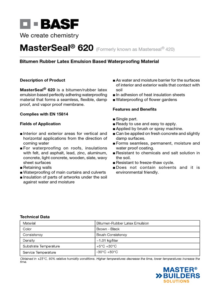 MasterSeal®-620-Formerly-known-as-Masterseal®-420 | PDF | Materials | Industrial Processes