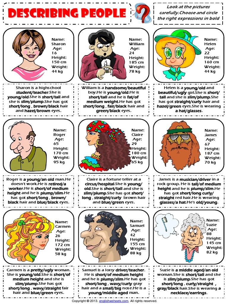 Describing People Physical Appearance Worksheet | PDF | Human ...
