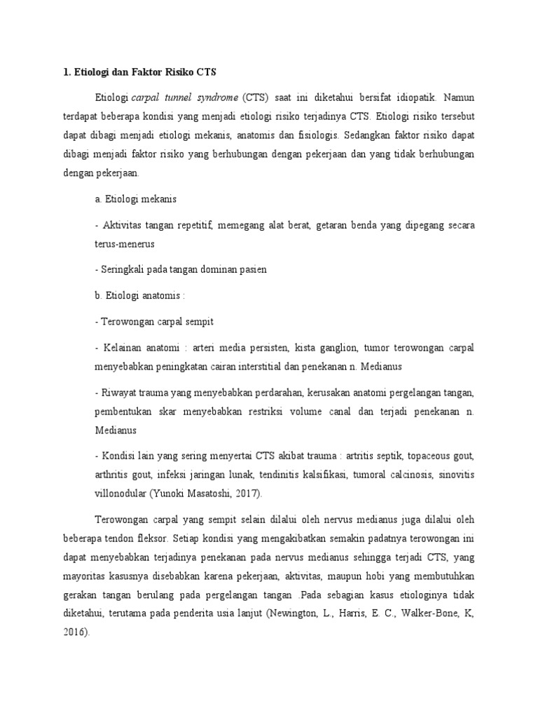 Etiologi dan Patofisiologi CTS | PDF