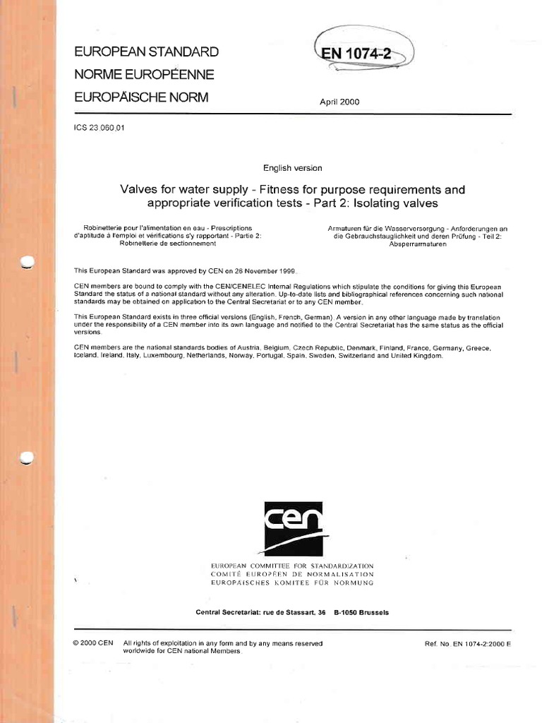 En 1074 - 2 - 20181030 - 0001 | PDF | Valve | Water