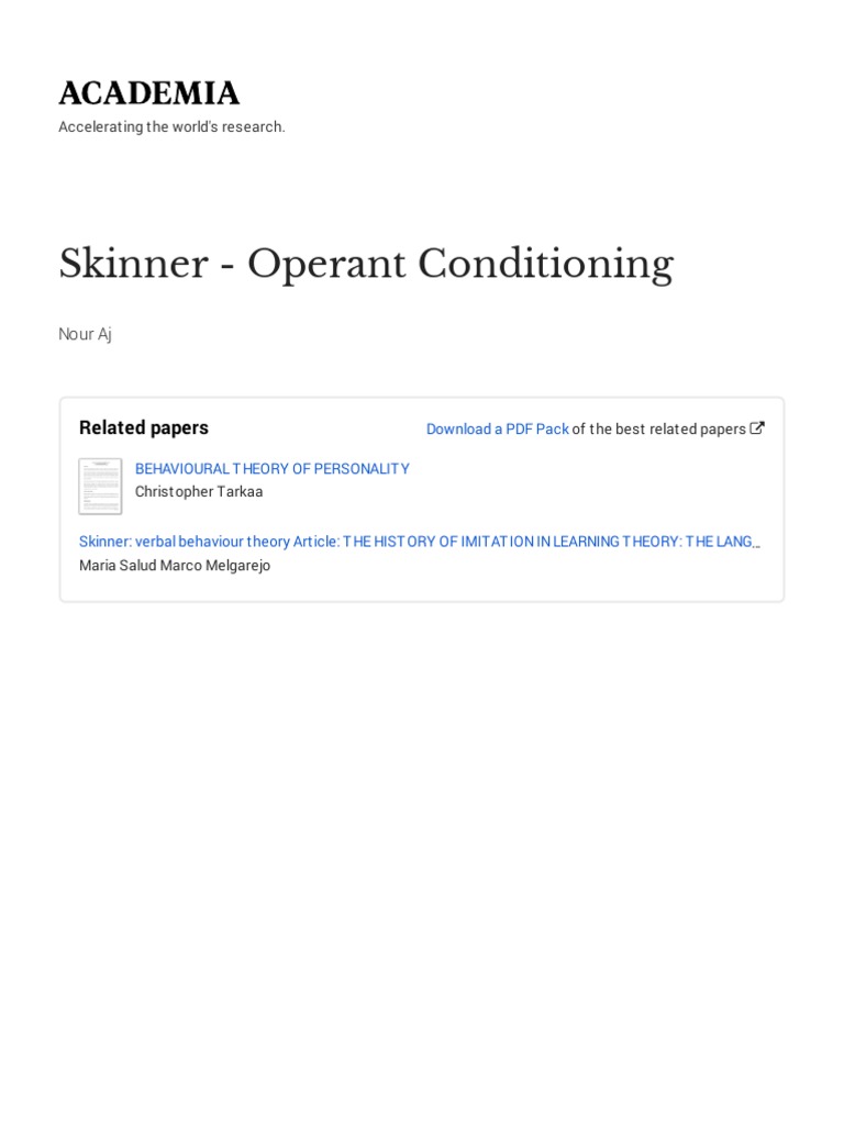 Skinner - Operant Conditioning: Related Papers | PDF | Reinforcement ...