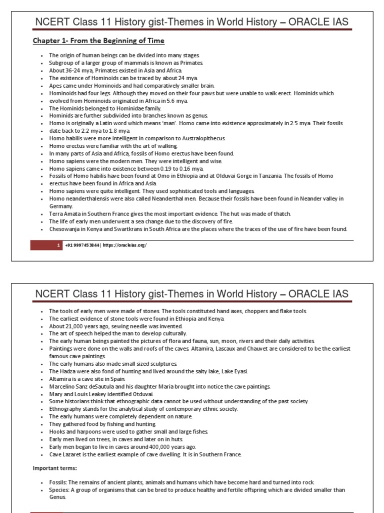 Class 11 History NCERT Summary | PDF | Homo | Mesopotamia