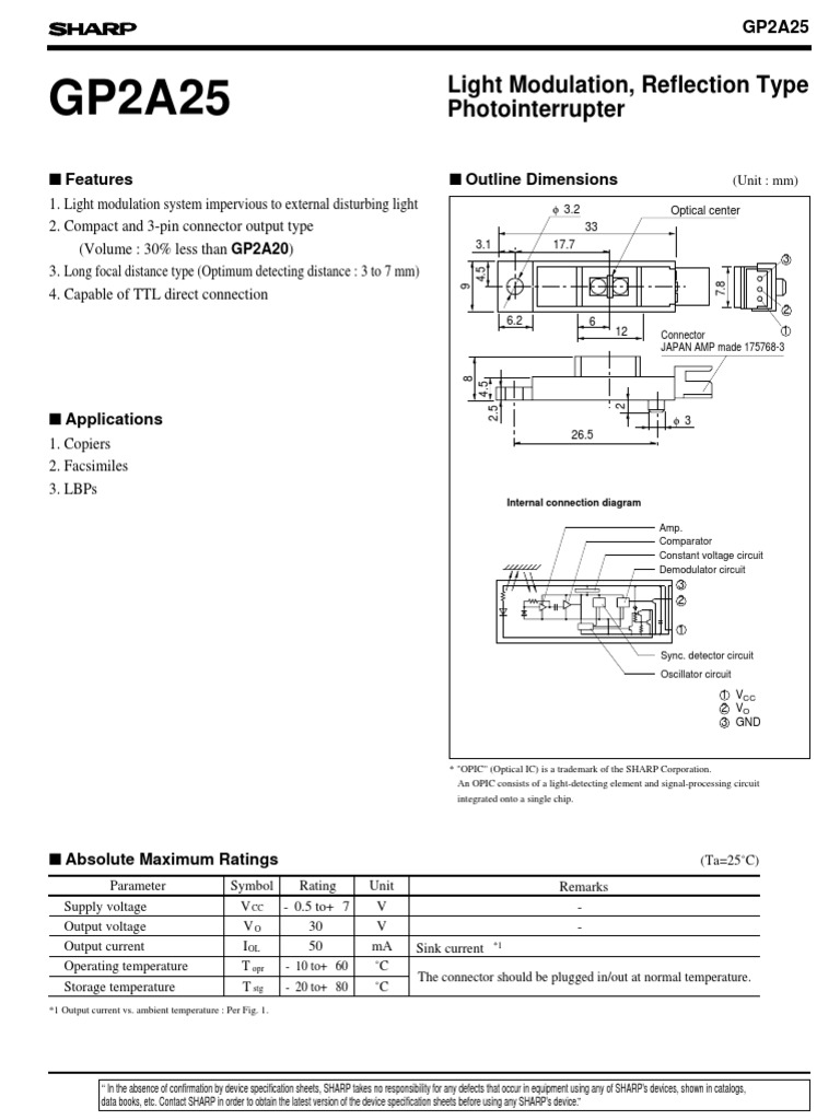 GP2A25 Datasheet | PDF | Electrical Engineering | Computer Engineering