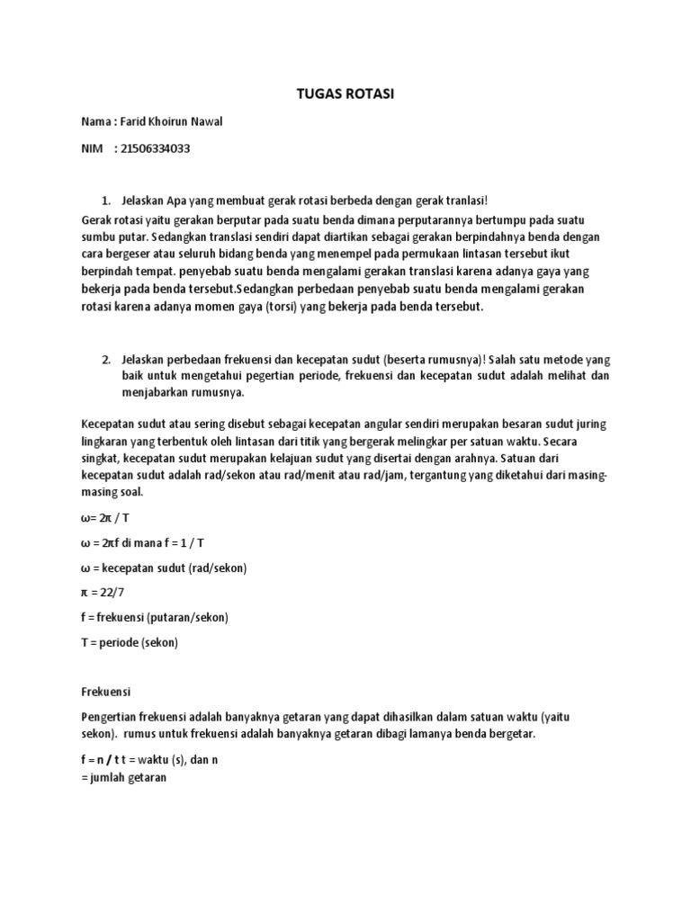 Contoh Soal Rotasi | PDF