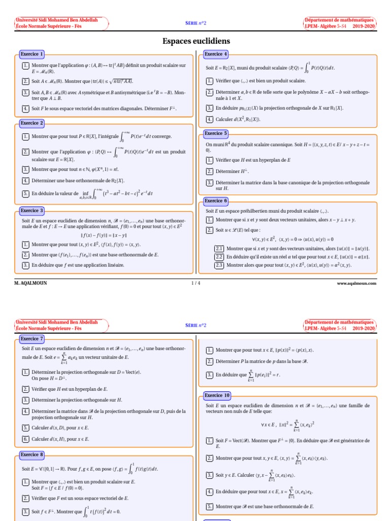 Matrices et Projections Orthogonales | PDF | Espace euclidien | Base ...
