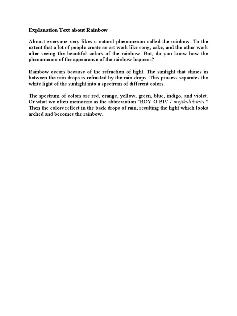 Explanation Text About Rainbow | PDF