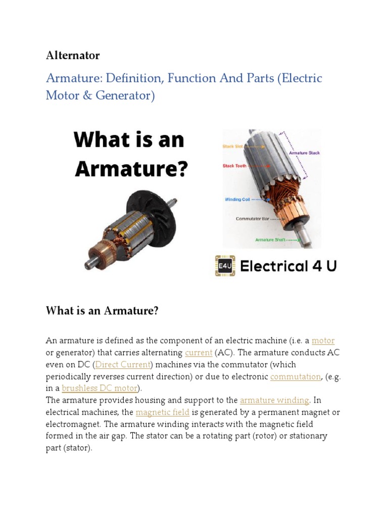Armature: Definition, Function and Parts (Electric Motor & Generator ...