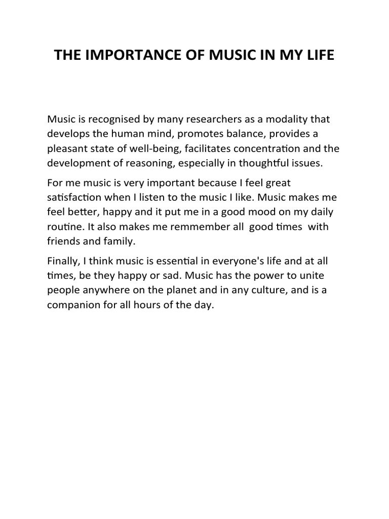 The Importance of Music in My Life | PDF