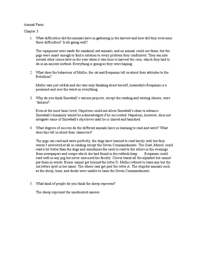 Animal Farm Chapter 3 Analysis | PDF | Young Adult | General Fiction