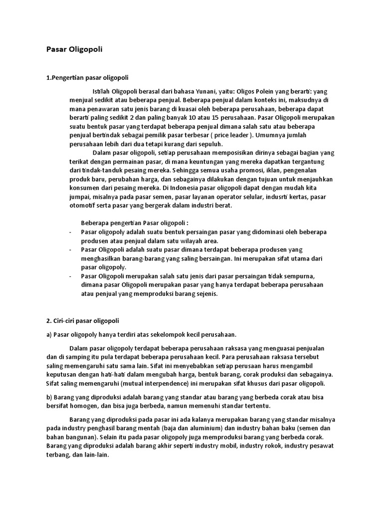 Pasar Oligopoli Pdf
