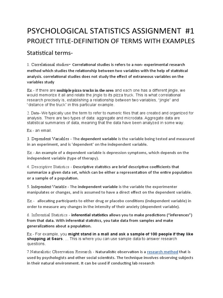 Psychological Statistics Assignment | PDF | Statistics | Experiment