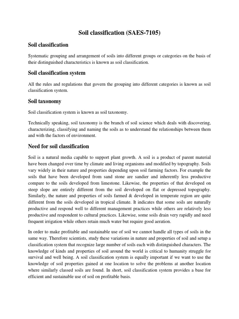 Soil Classification Notes | PDF | Soil | Taxonomy (Biology)