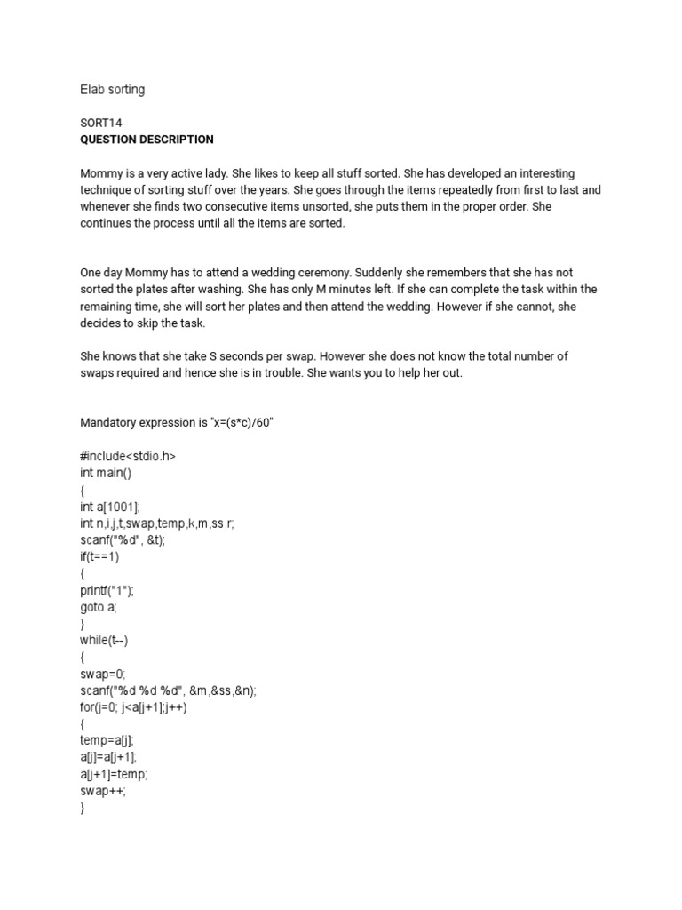 Elab Sorting | PDF | Computer Science | Software Engineering