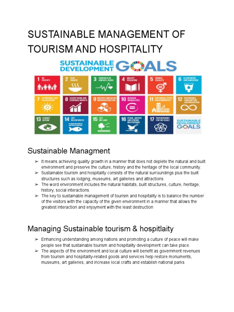 Sustainable Management of Tourism and Hospitality | PDF ...