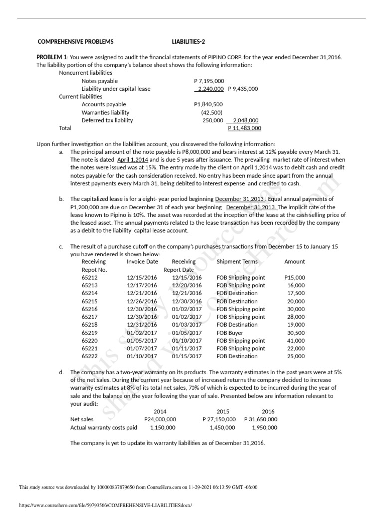 Comprehensive Liabilities | PDF | Balance Sheet | Accrual