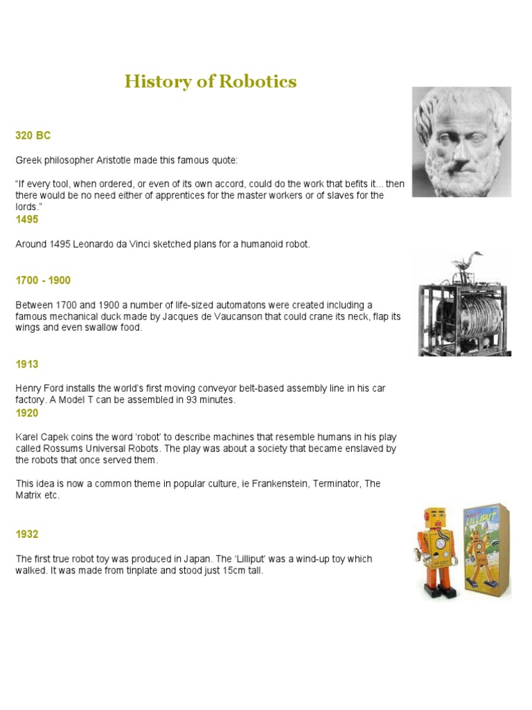 History of Robotics | PDF | Robot | Robotics