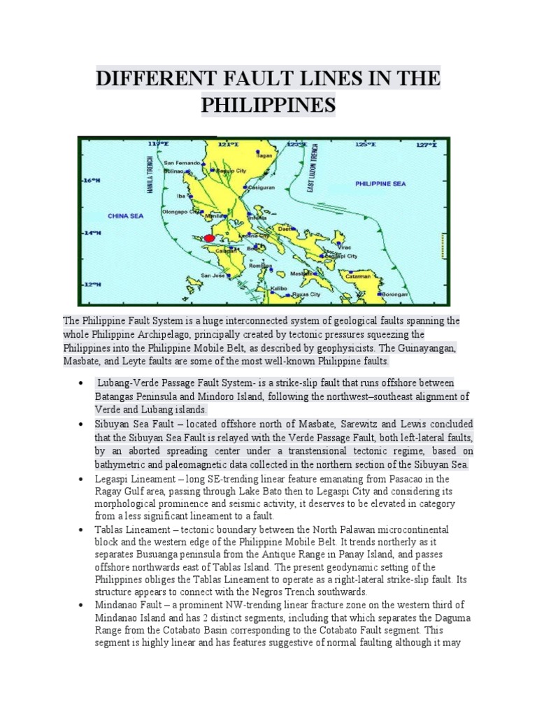 Different Fault Lines in The Philippines | PDF | Fault (Geology ...