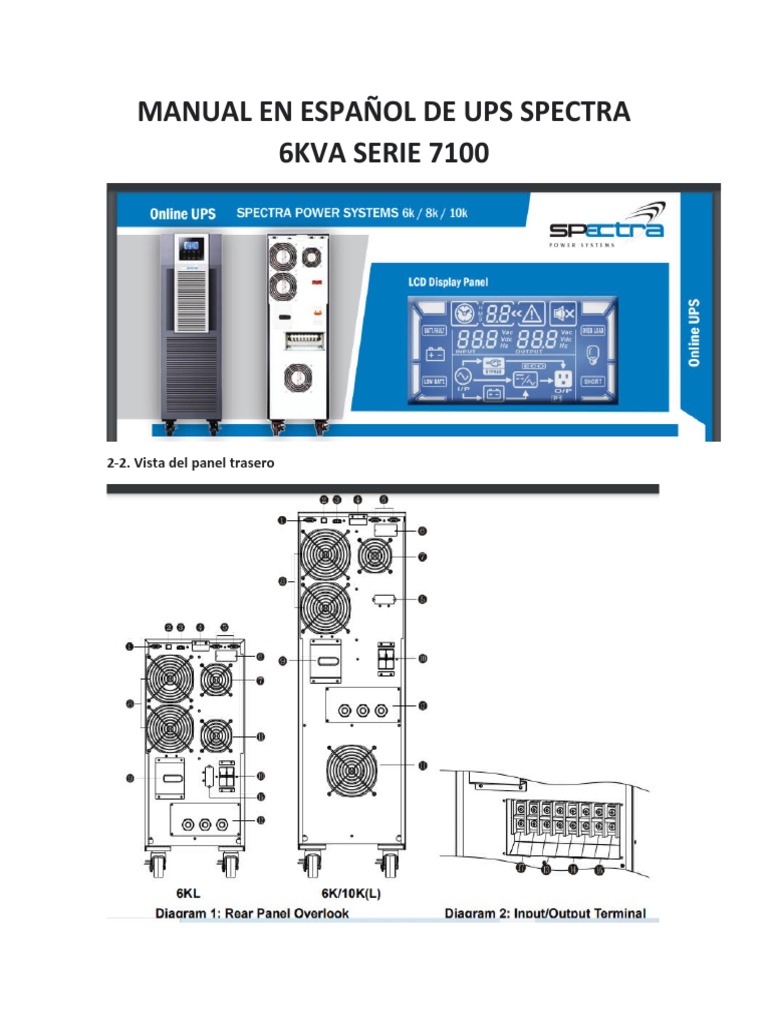 Manual de UPS Spectra 7100 6KVA en Español | PDF | Cargador de batería ...