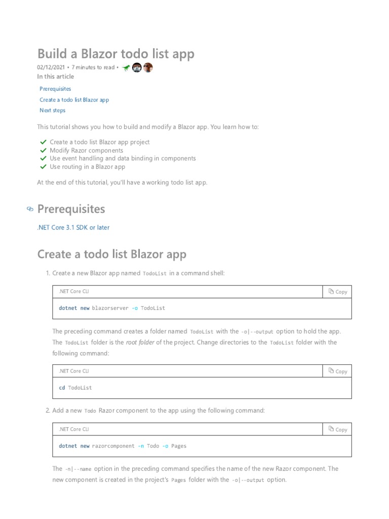 Build A Blazor Todo List App | PDF