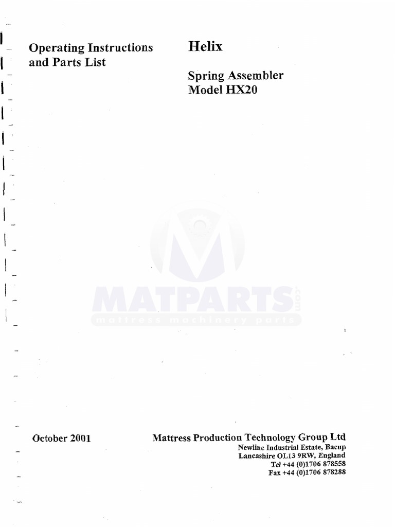 Helix: Operating Instructions and Parts List Spring Assembler Model ...