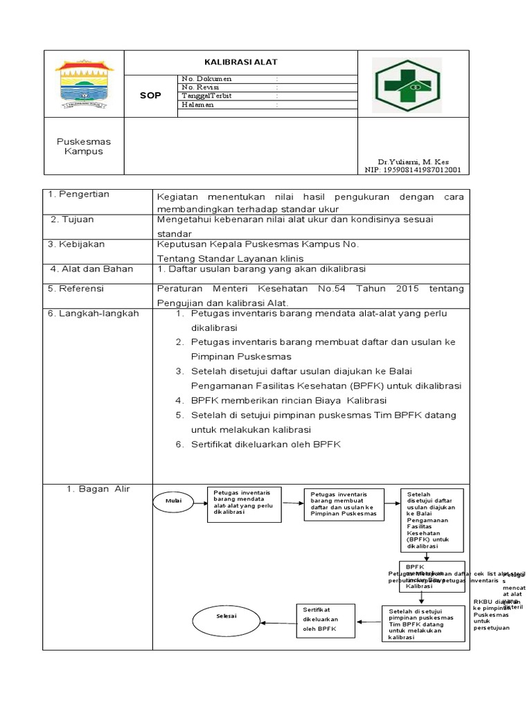 SOP Kalibrasi Alat Kesehatan Puskesmas | PDF