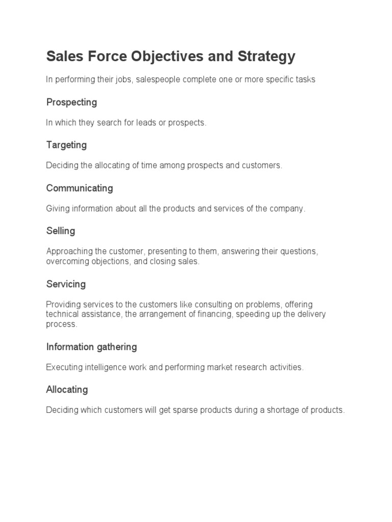 Sales Force Objectives and Strategy | PDF | Sales | Market (Economics)