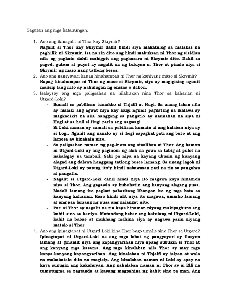 Sagutan Ang Mga Katanungan | PDF